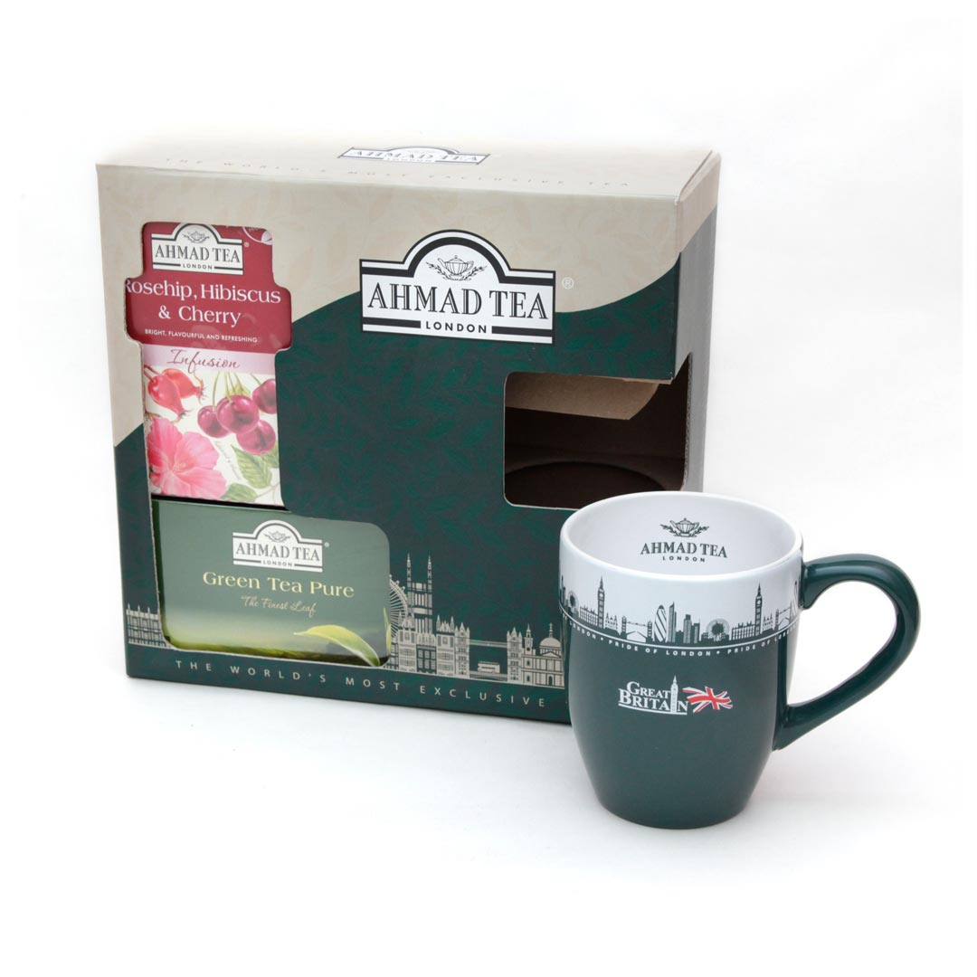 Čaj poklon kutija sa 2 čaja i šoljom Ahmad Tea – Delikatesi i tako to...